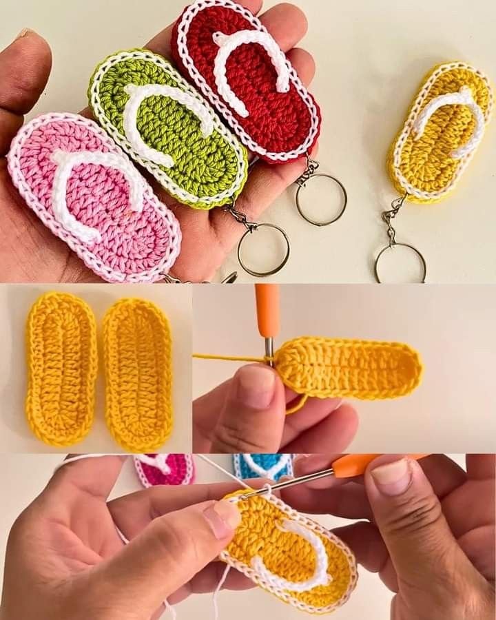 Crochet Slipper Keychain – Step by Step Tutorial – Yarn and Fabric