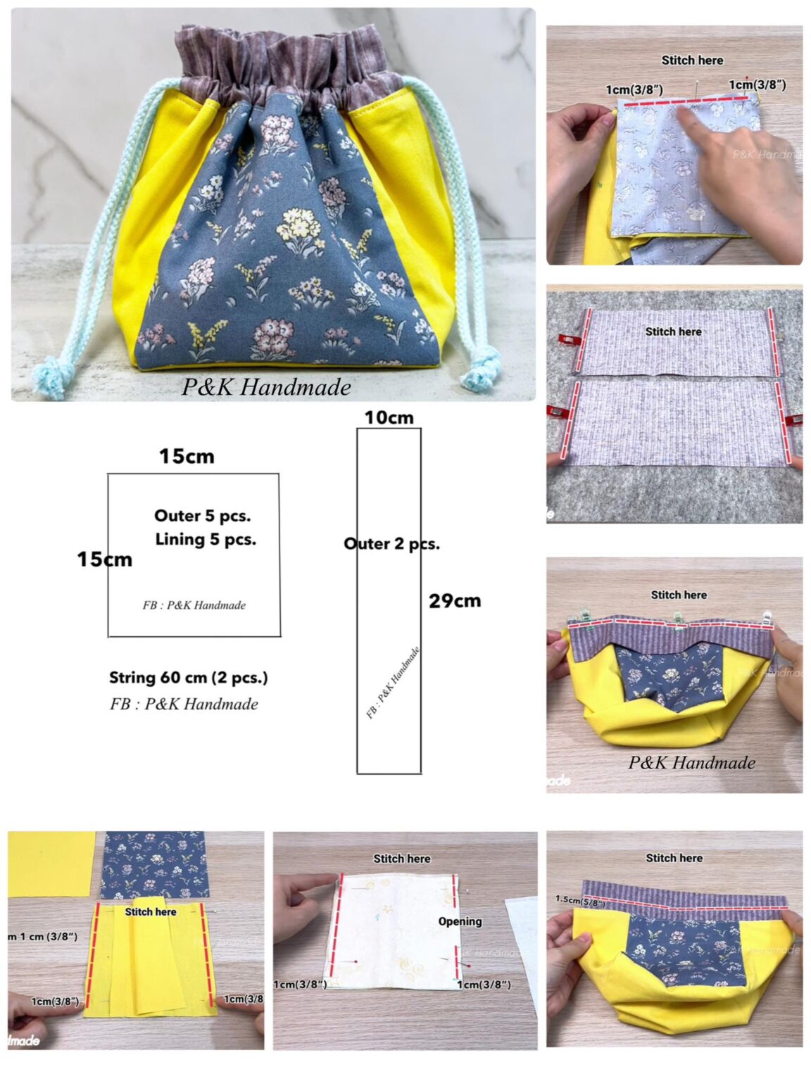 How to Sew a Drawstring Bag – Step by Step Tutorial – Yarn and Fabric