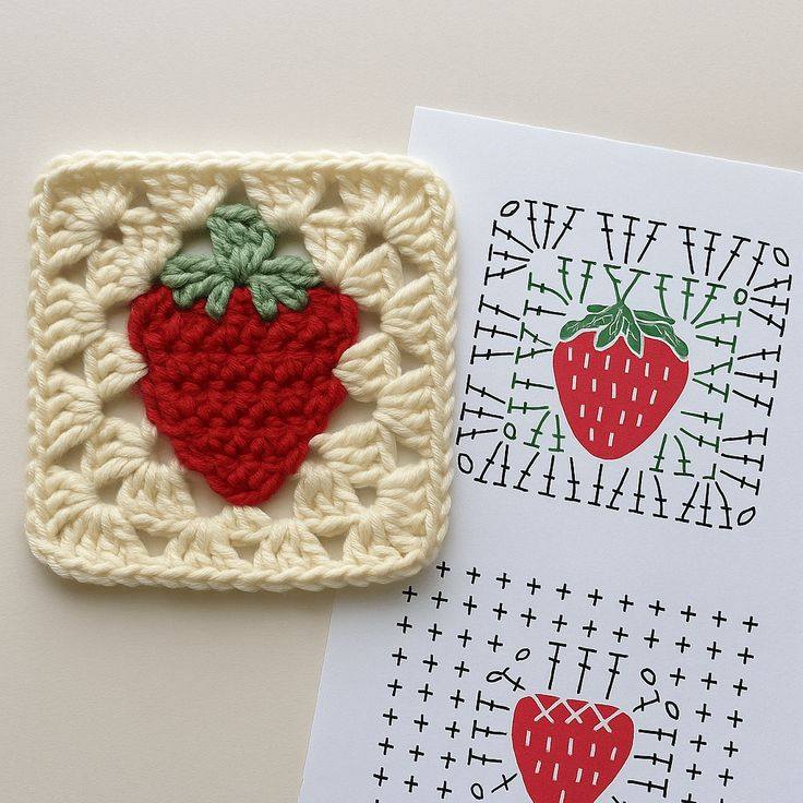 Crochet square strawberry- Step by Step Tutorial – Yarn and Fabric