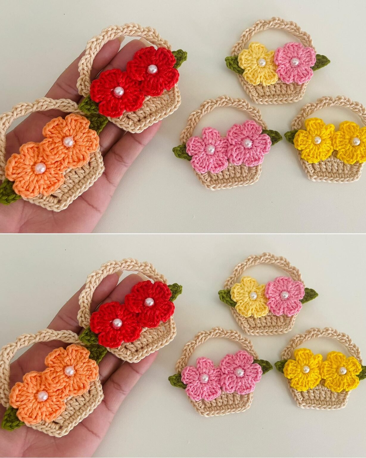 Crochet basket fridge magnet- Step by Step Tutorial – Yarn and Fabric